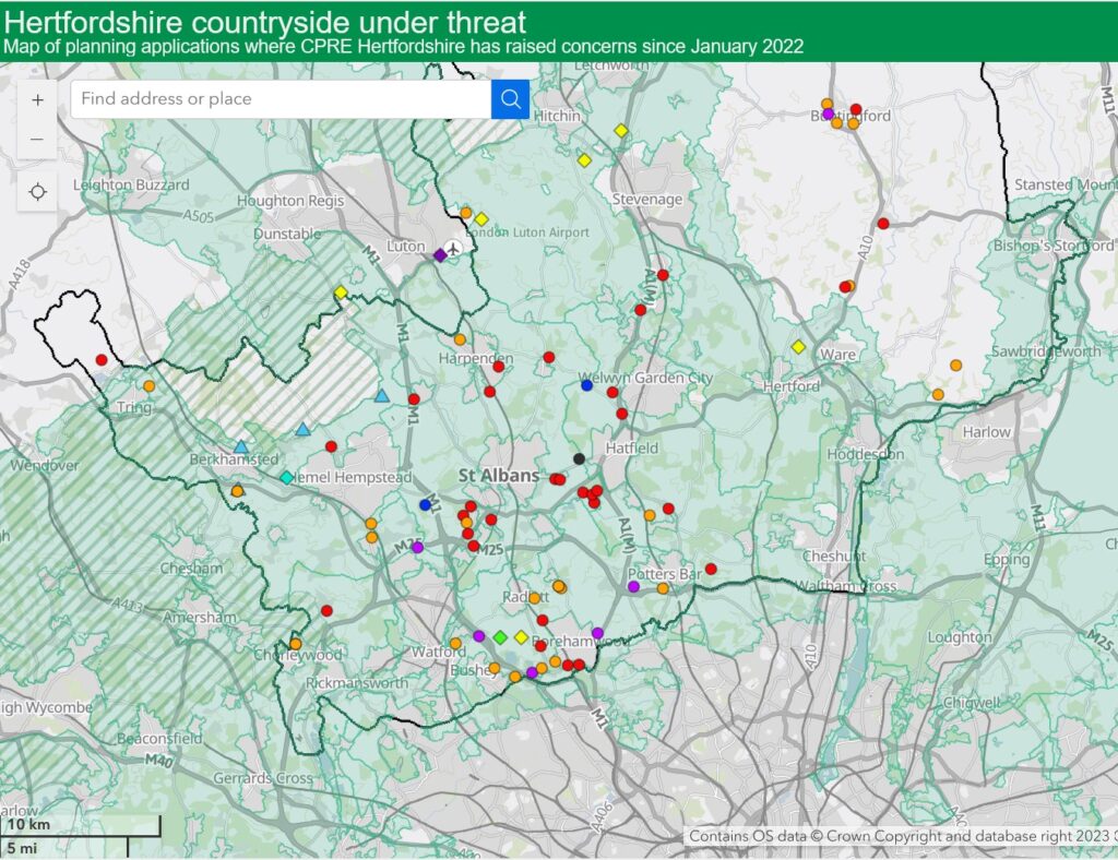 Map of Hertfordshire countryside under threat - CPRE Hertfordshire